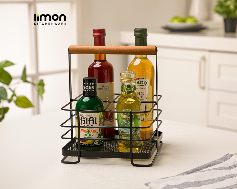LIMON SQURE METAL STAND WITH WOODEN HANDLE