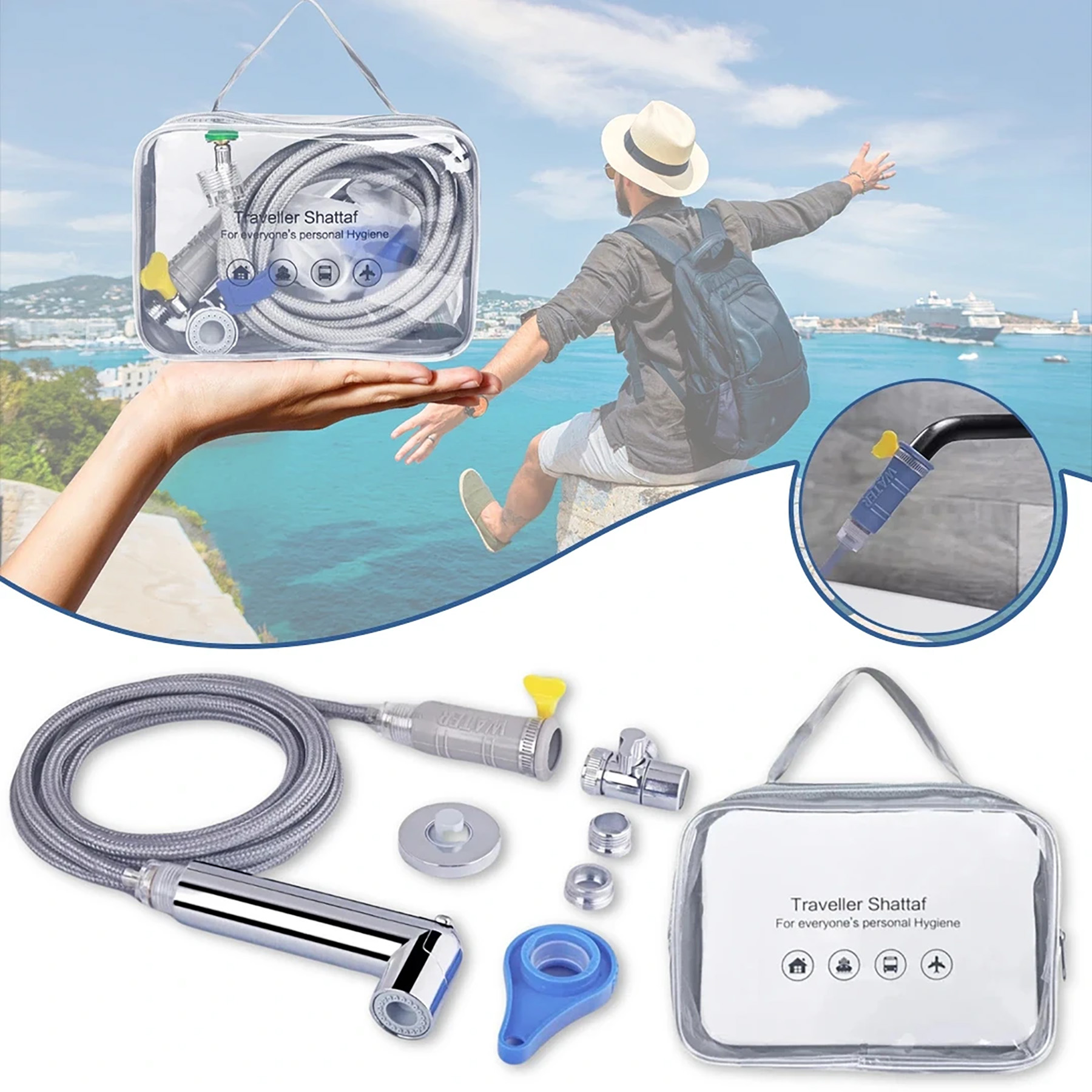 PORTABLE TRAVEL SHATTAF – COMPACT BIDET SPRAYER KIT
